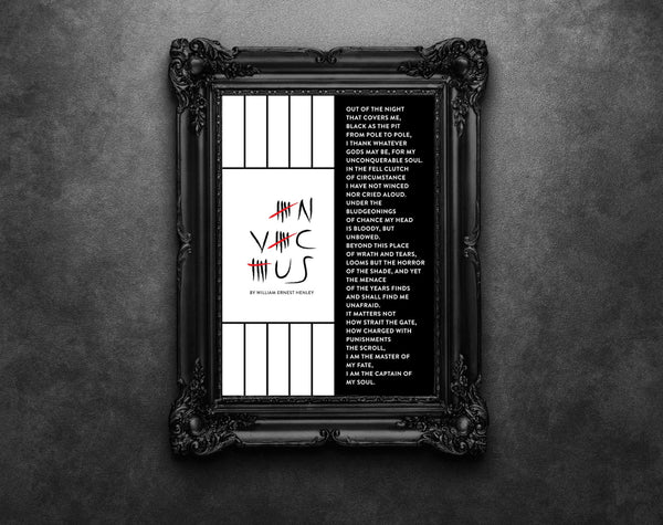 Invictus poem typography poster Tally Marks 1 – www.posterama.co