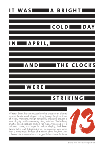 George Orwell 1984 typography literary poster 1 – www.posterama.co
