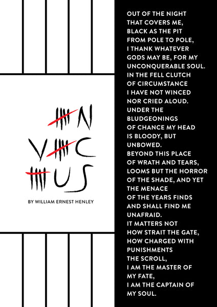 Invictus poem typography poster Tally Marks 1 – www.posterama.co